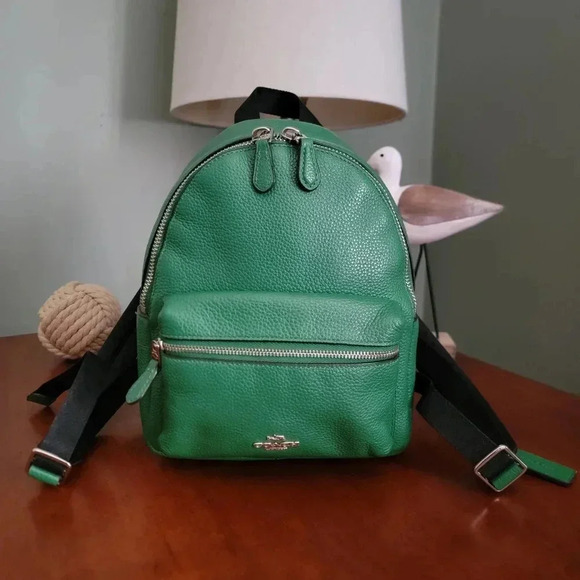 Coach | Bags | Coach Charlie Mini Backpack Green Pebbled Leather F38263 ...